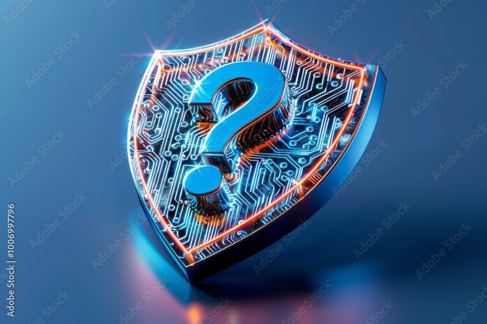 Ilustração Cybersecurity Inquiry and Protection Concept, shield with ...