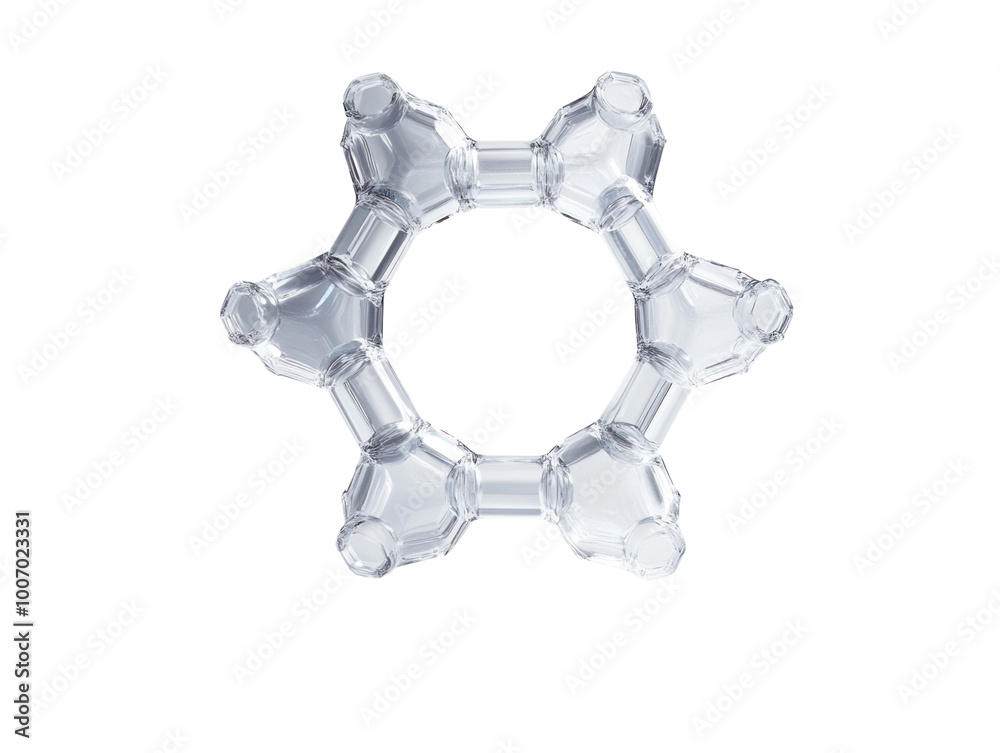Transparent molecular structure in 3D, isolated on a white background ...