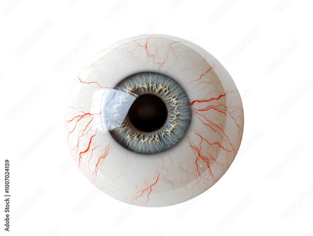 Realistic model of a human eye with vivid colors and detailed veins ...