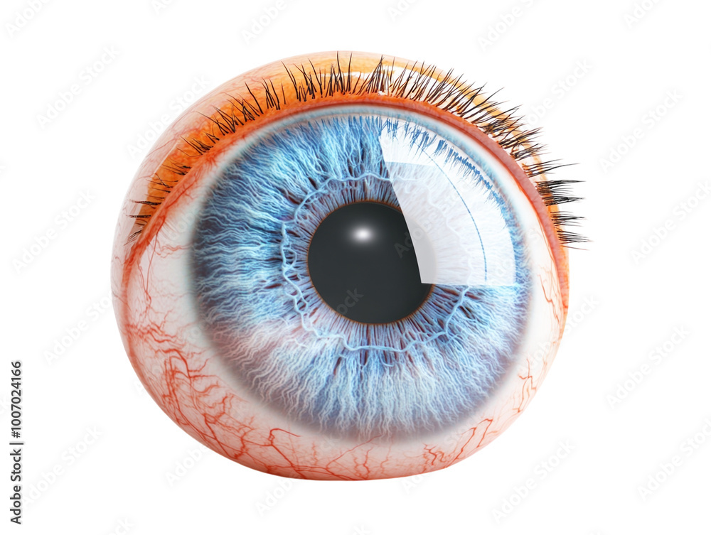 Realistic model of a human eye with vivid colors and detailed veins ...