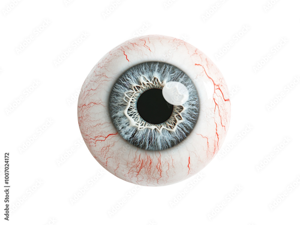 Realistic model of a human eye with vivid colors and detailed veins ...