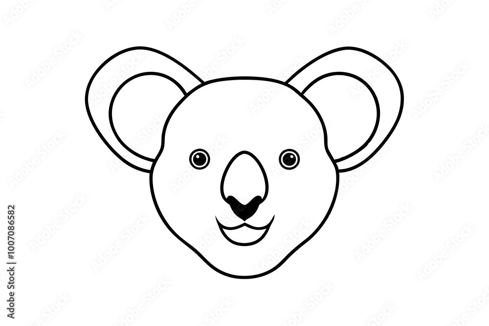 Koala Head Line Art Vector | Simple and Elegant Line Drawing of Koala ...