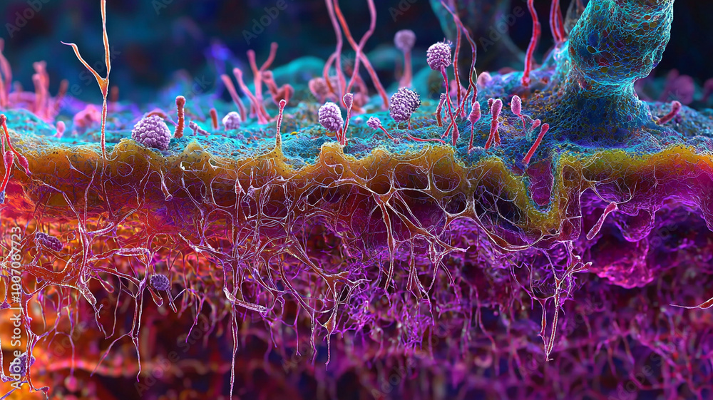 stunning microscopic image of biofilm colony showcasing intricate ...
