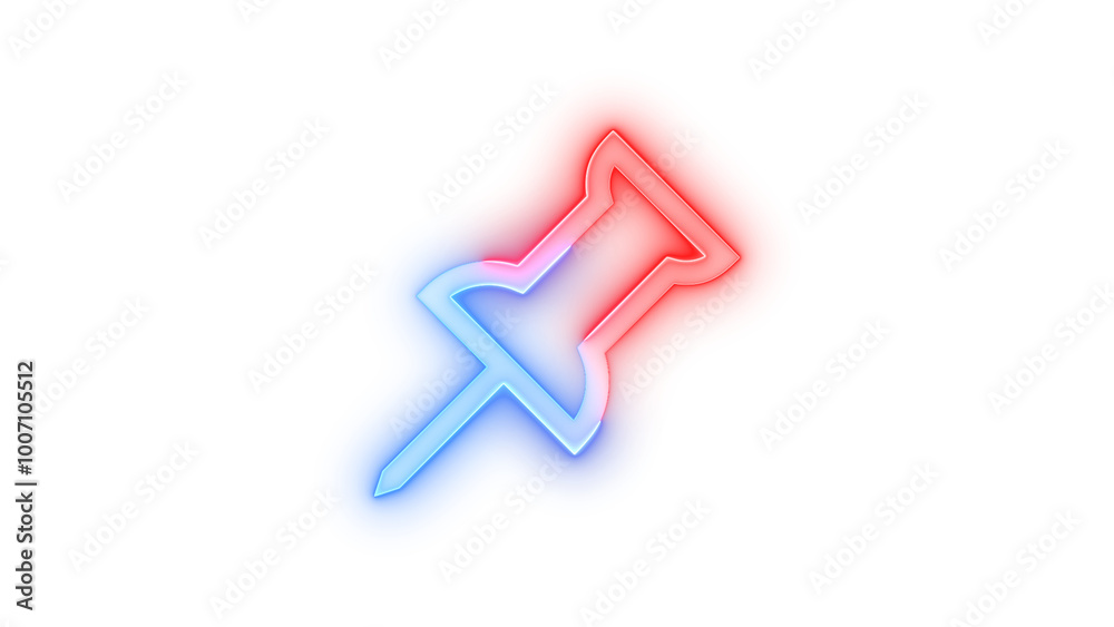 Neon pin glow icon, Neon icon pinned symbol transparent background ...