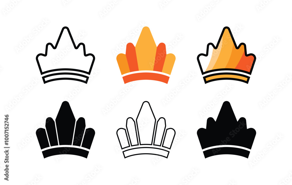 Crown Icon Set for Royalty, Leadership, and Success. Crown logo designs ...