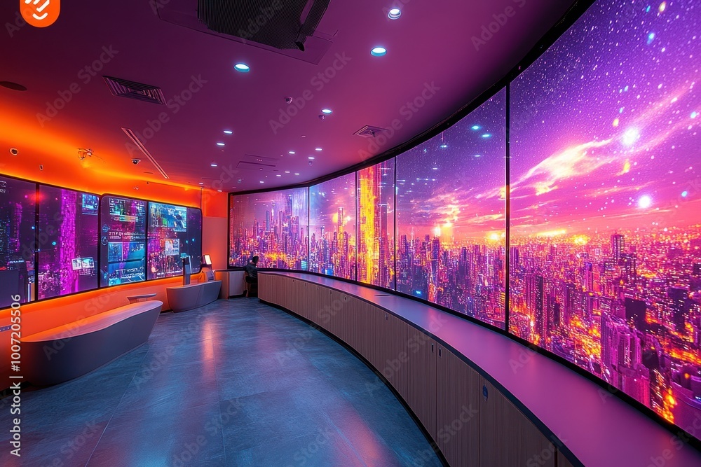 A futuristic, immersive, interactive exhibition space featuring a ...