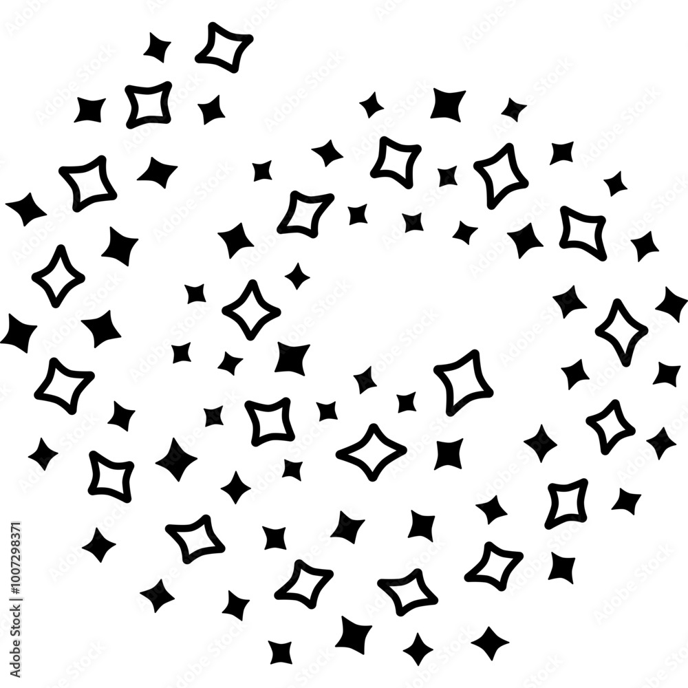 Cute hand drawn spiral stars cloud clipart with doodle outline ...
