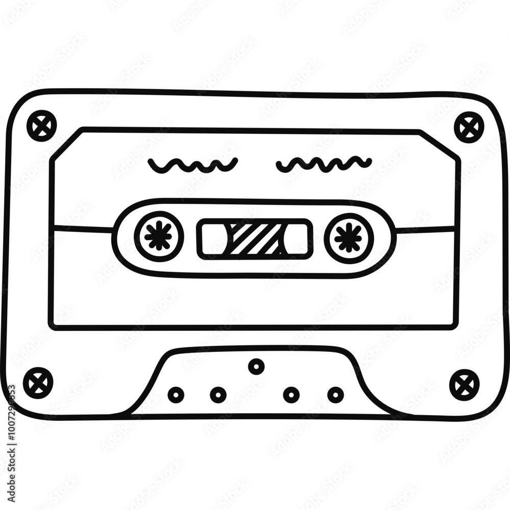 Cute doodle audio tape from Y2k aesthetic. Retro cassette, music ...