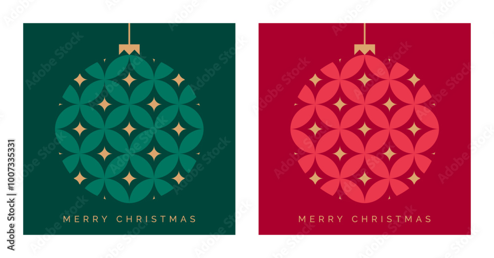 Christmas Card Design Template with Bauble Decoration. Elegant ...