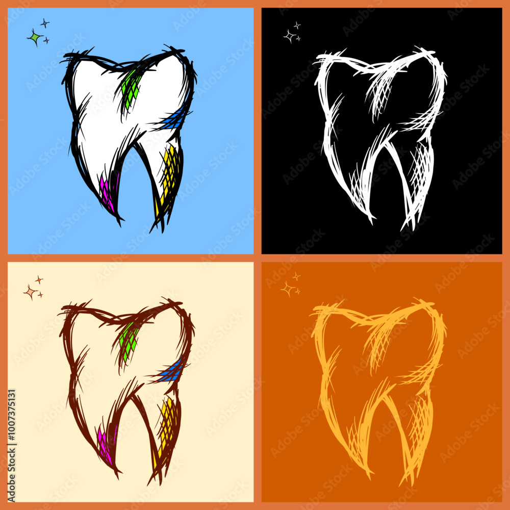 Tooth, decorative drawing. Dental art for dentists and teeth fans ...