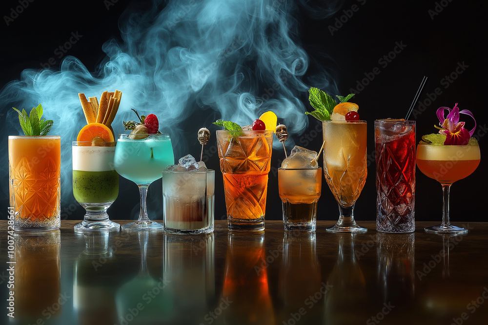 AI generator image of cocktail collection of high end cocktails that ...