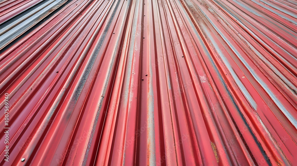 Red corrugated sheet metal. Roof texture background. Steel wall pattern ...