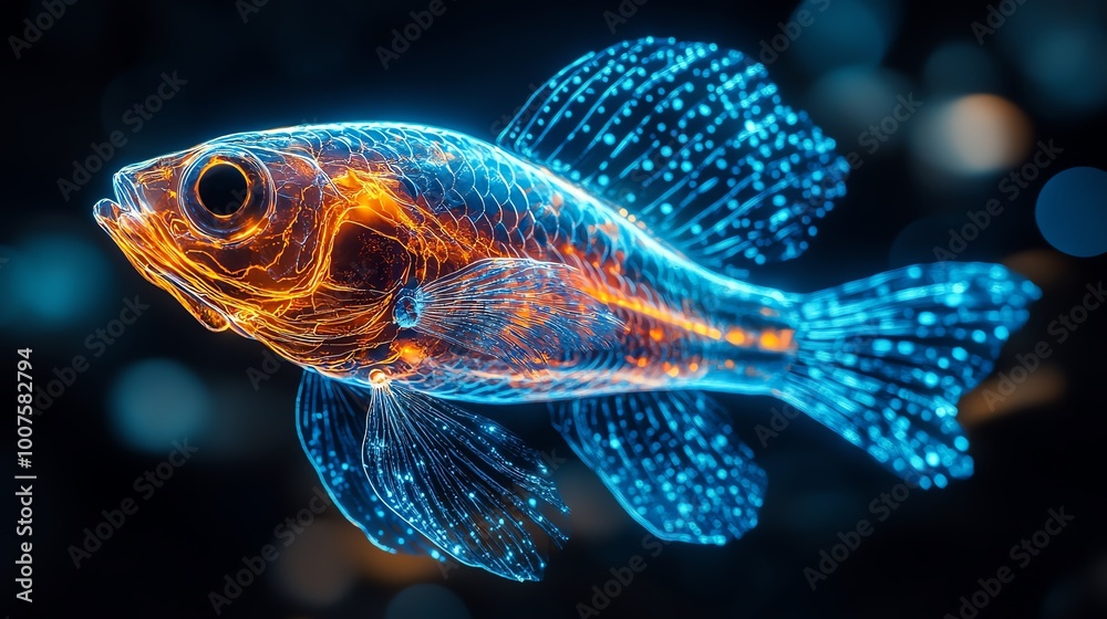 Fish brain with highlighted areas for aquatic navigation, Fish Brain ...