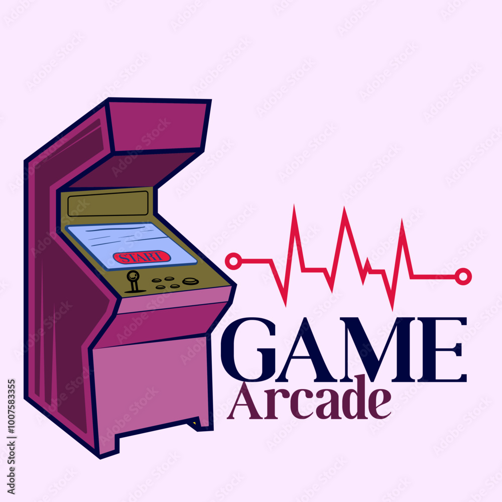 Illustration arcade game machines. Old 8 bit gaming console different gaming cabinet, old game ...