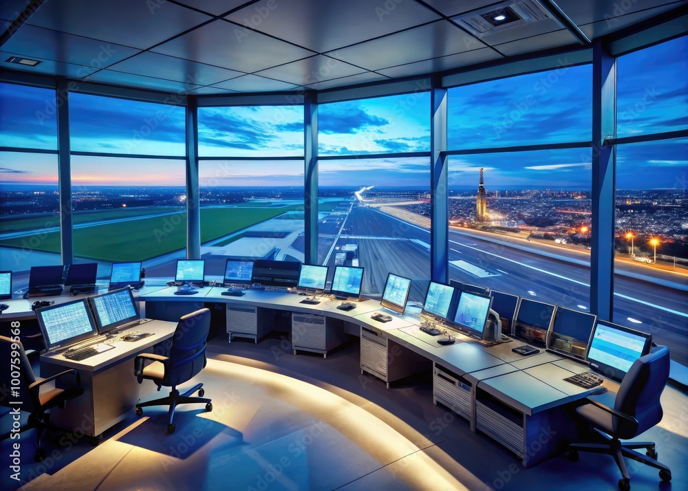 Air Traffic Control Tower Room with Generative AI Technology for ...