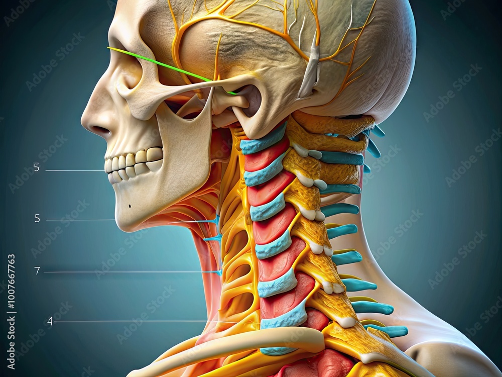 Lateral View of Labeled Cervical Spine Anatomy for Medical Education ...