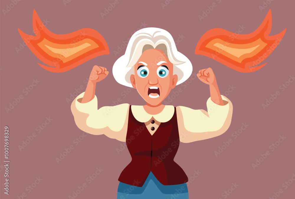 Angry Senior Granny Acting Mad Furious Vector Character. Unhappy older ...