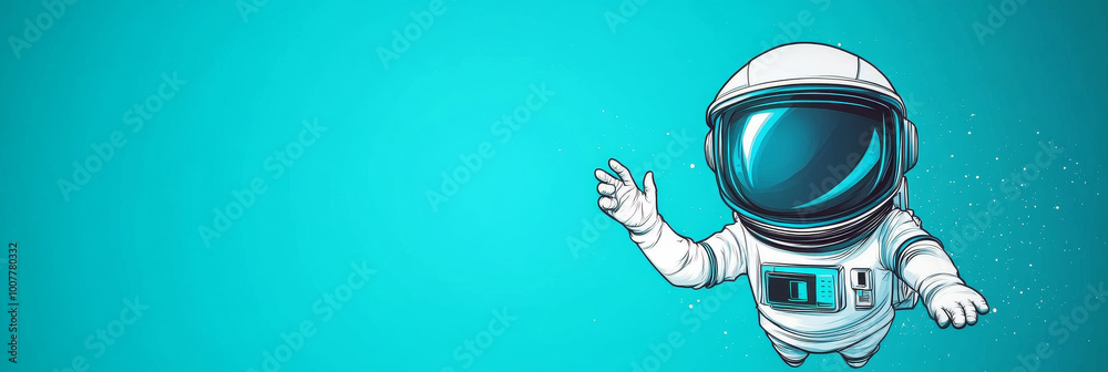 Cartoon astronaut floating in space with a blue background. Stock ...