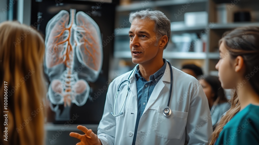 Healthcare professional explains the anatomy of the human respiratory ...