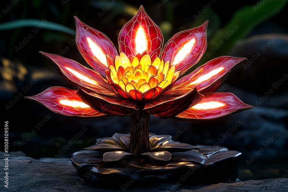 3D digital model of a flower blooming in real-time, with detailed ...