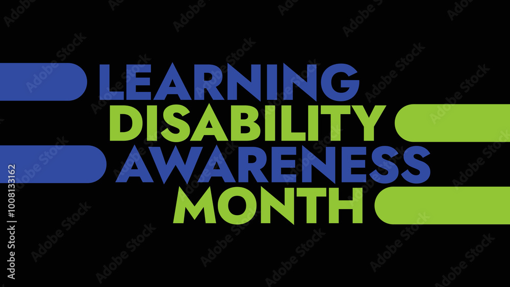 Learning Disability Awareness Month colorful text typography on white ...