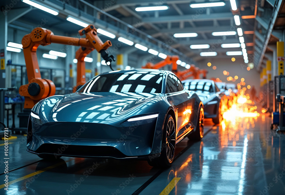 Automated Electric Vehicle Assembly Line Robotic Manufacturing Process ...