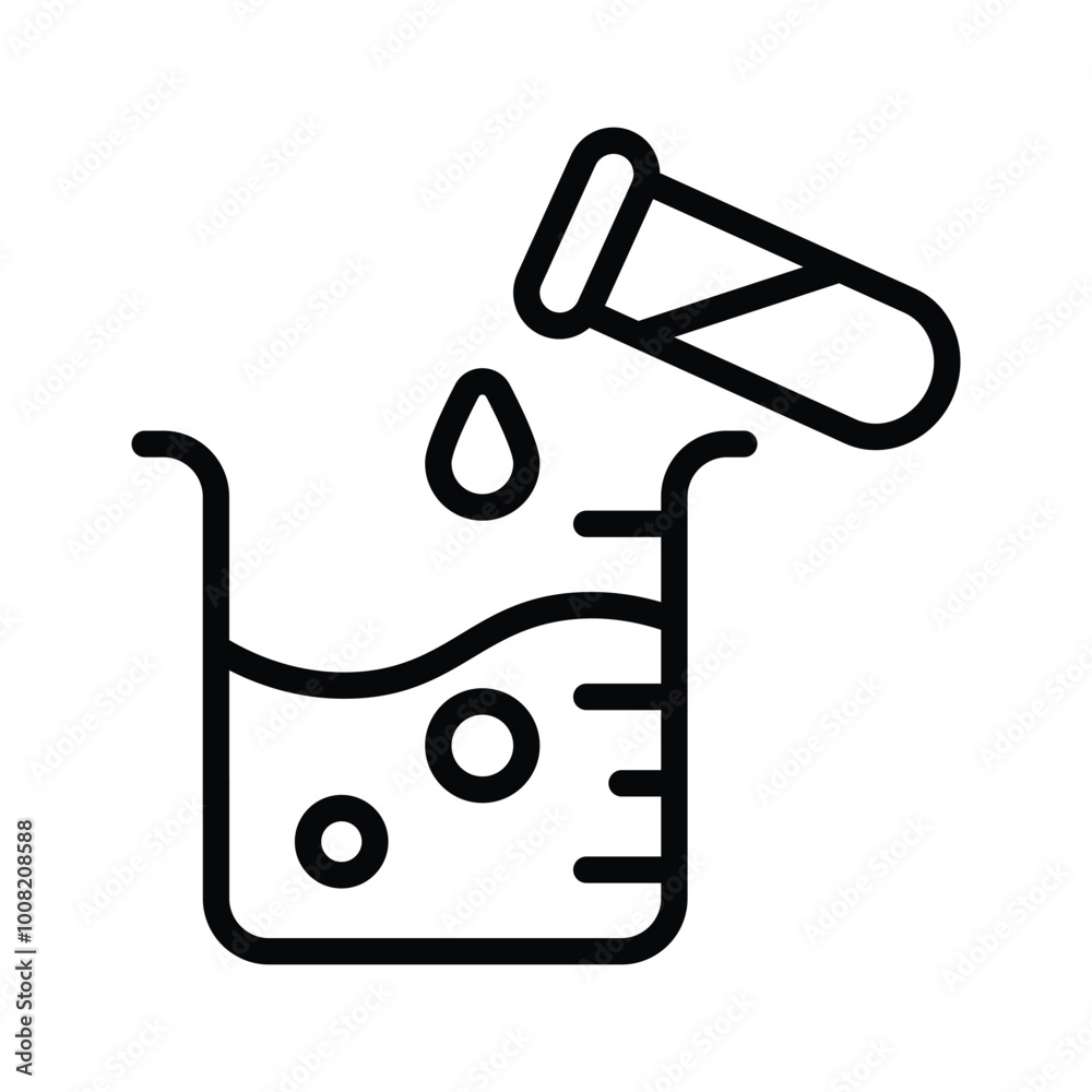 Beaker pouring liquid into another, showing a chemical reaction Stock ...