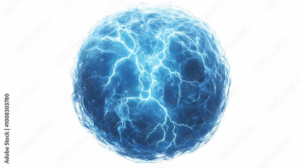 Abstract Blue Lightning Sphere Illustration Stock Illustration | Adobe ...