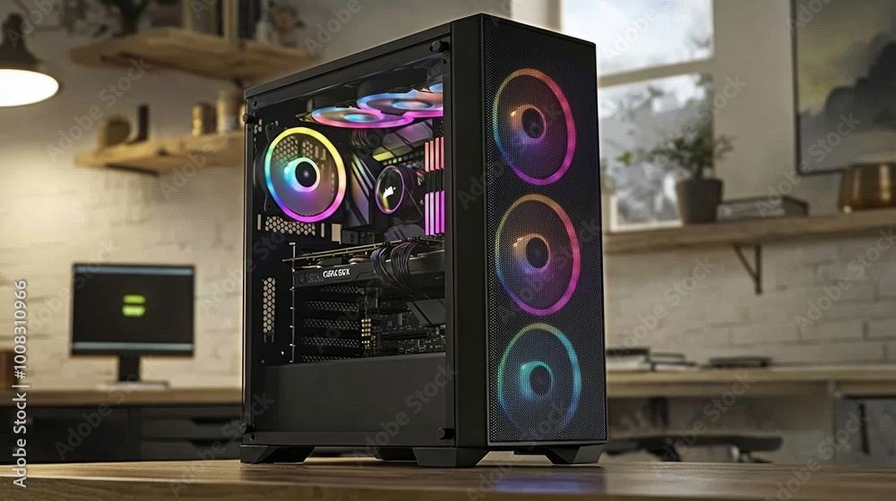 High-end gaming PC case with clear tempered glass, RGB-lit interior ...
