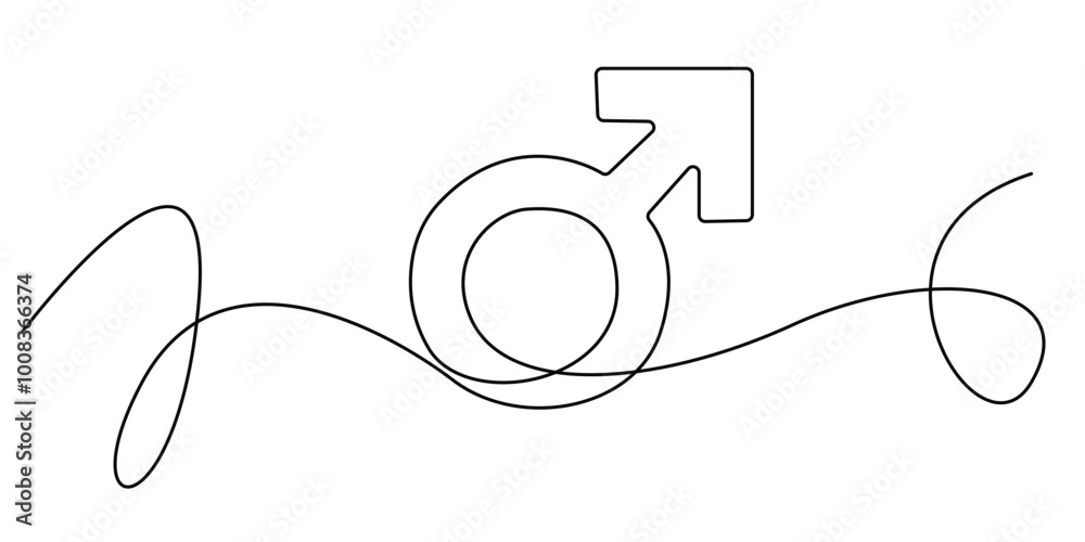 one continuous line drawing of male symbol.one line drawing of male ...