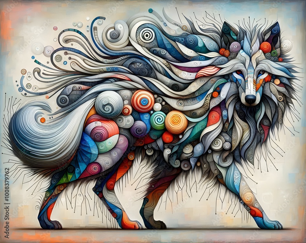 "Lobos Cósmicos: Espíritus de Colores" Stock Illustration | Adobe Stock