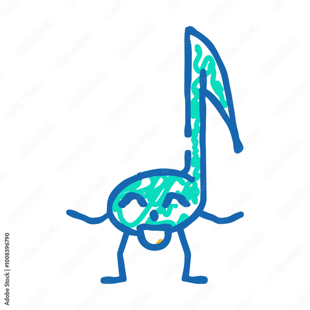 music note character retro doodle icon sketch vector. music note ...