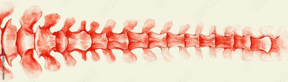 Detailed drawing of lumbar spine with inflamed nerve due to herniated ...