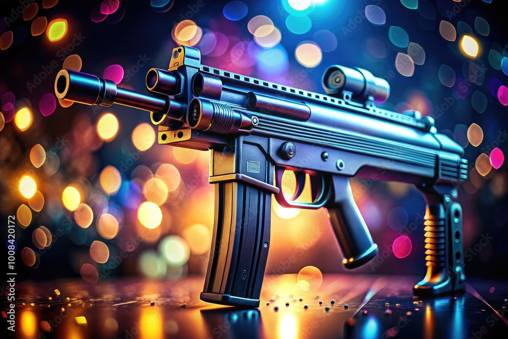 Compact Submachine Gun Displayed on a Dark Background for Tactical and ...