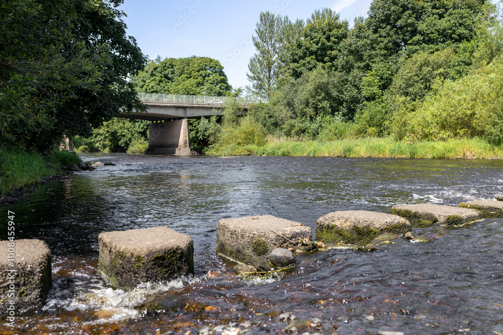 Stepping Stones and Beam and slab concrete road bridge with metal ...