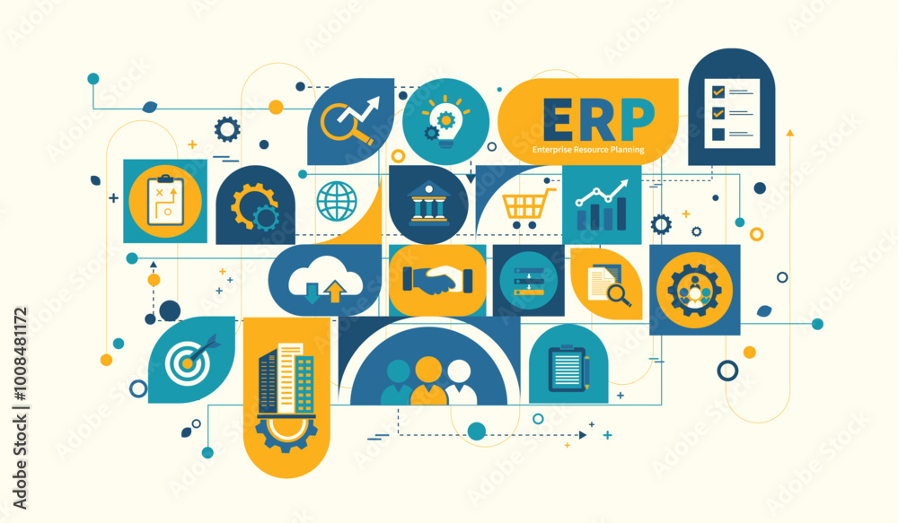 ERP, Enterprise resource planning concept. Business, Technology ...