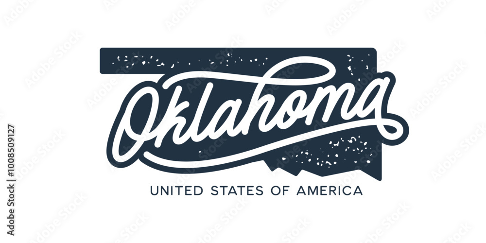 Oklahoma. Hand drawn USA state name silhouette on white background ...