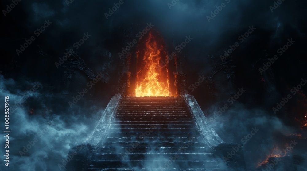 Eternal Flame, a dark atmospheric landscape featuring ancient columns ...