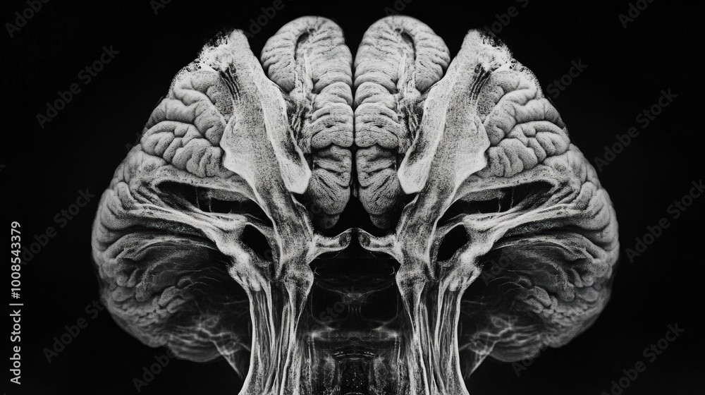This close-up view reveals the complex anatomy of the human brain as ...