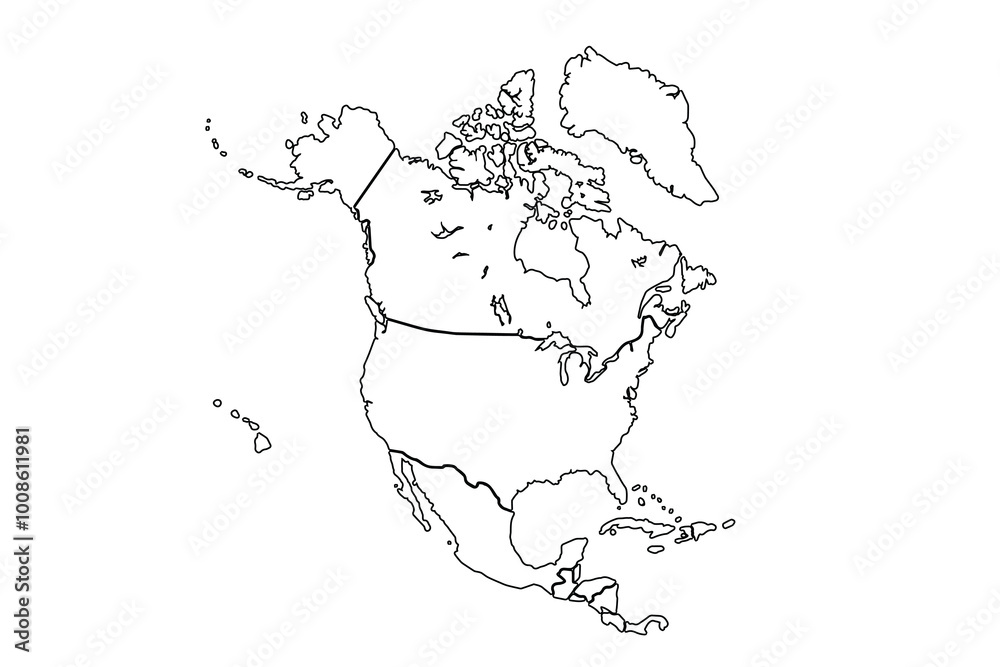 Vector de Stock North America map with regions. United States, Canada ...
