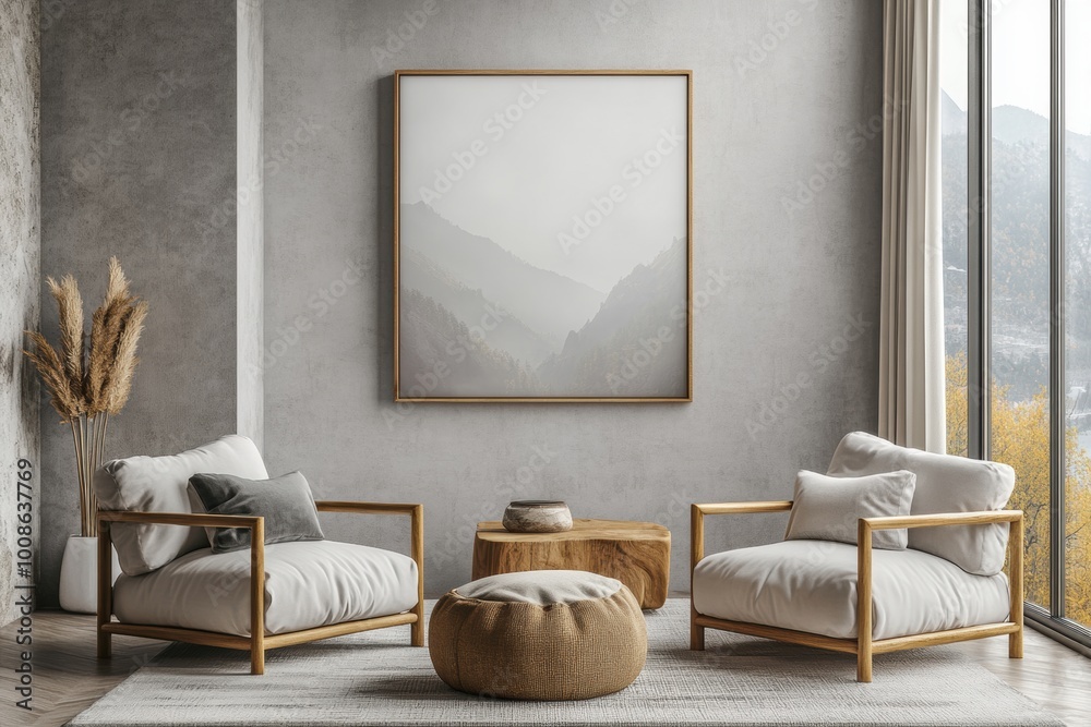 minimalist art display, a contemporary mockup displaying a minimalist ...