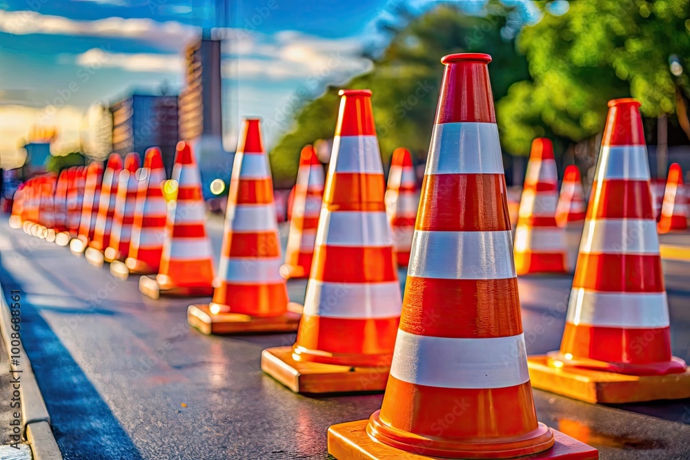 Set of Construction Cone Icons for Traffic Safety, Road Work, and Urban ...