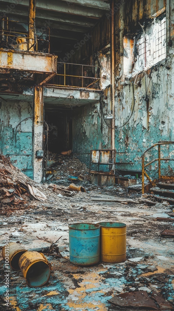 Industrial decay captured in an abandoned building, showcasing rust ...