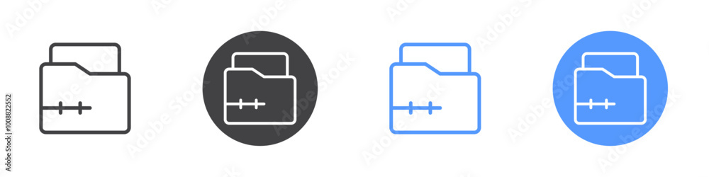 Zipped file folder icon Thin outline art symbol Stock Vector | Adobe Stock