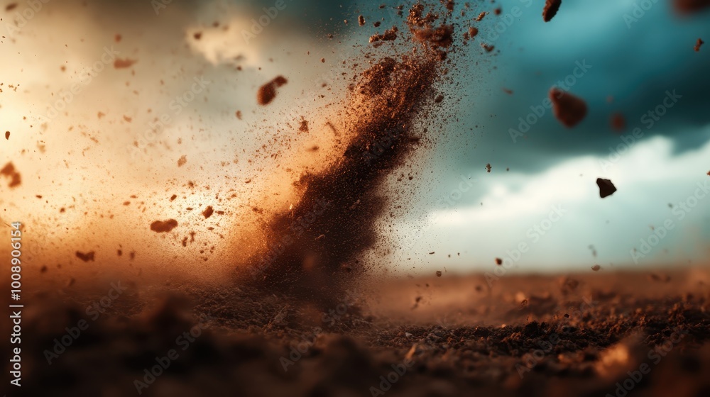 A striking image of a dust devil spinning furiously across a barren ...