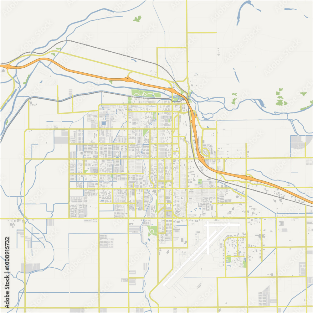 Map of Yuma in Arizona in a normal road map style. Contains layered ...