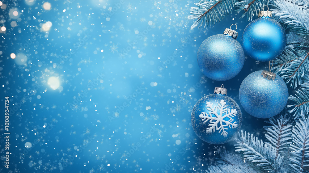 Christmas blue background. Blue branches of a spruce tree and ...