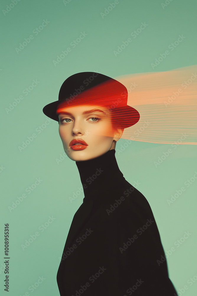 Fashion magazine concept. Art portrait of beautiful female model ...