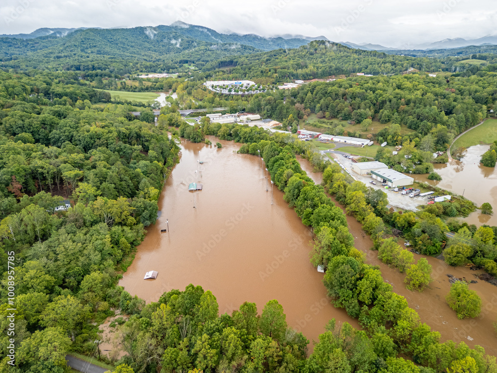 flooding from Hurricane Helene in Western North Carolina Stock Photo ...