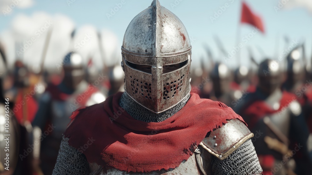 Cinematic Shot Of A Medieval Knight In A Silver Plated Armor With An